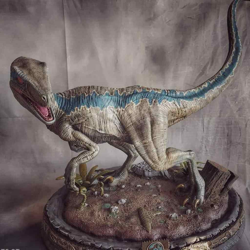 Blue Raptor Dinosaur Diorama Statue ‹ 3D Spartan Shop