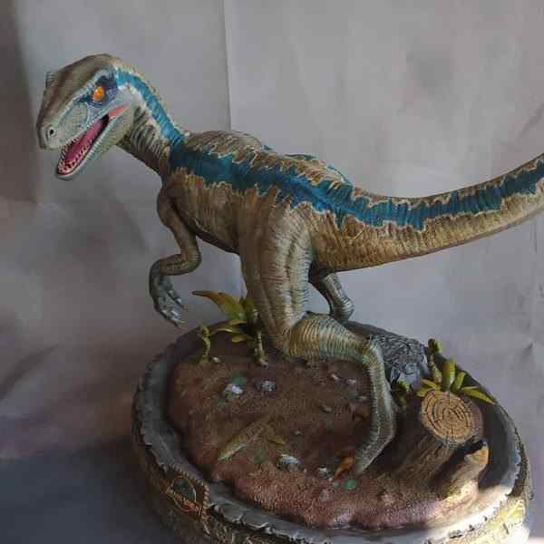 Blue Raptor Dinosaur Diorama Statue ‹ 3D Spartan Shop