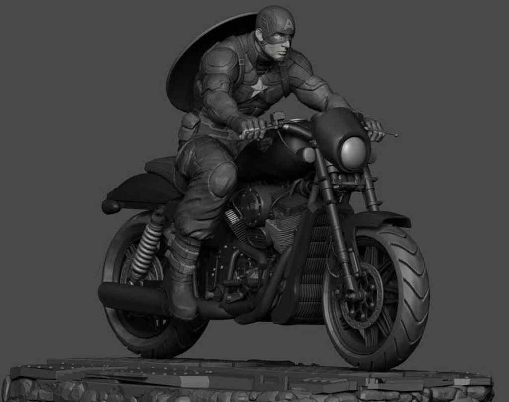 Captain America on Motorcycle Statue ‹ 3D Spartan Shop