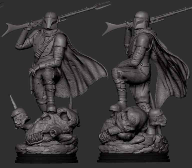 Star Wars - Mandalorian Statue over Skull ‹ 3D Spartan Shop